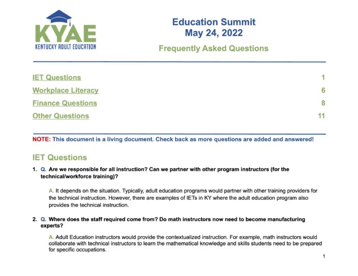 KY Adult Education Professional Learning Community | Instructional ...